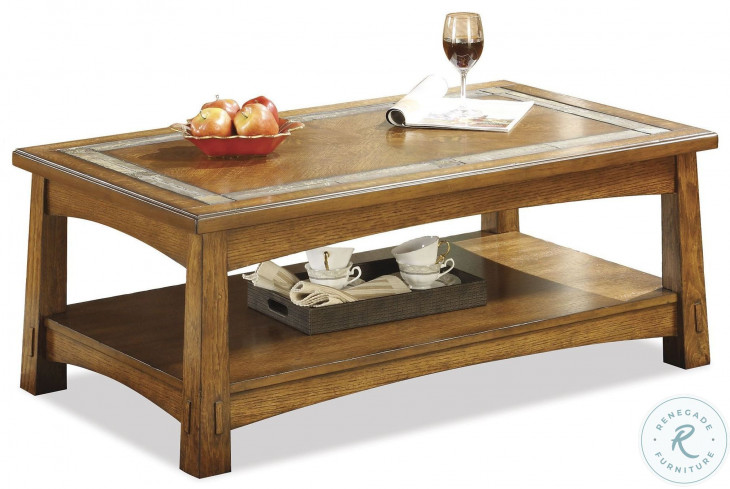 Craftsman Home Americana Oak Rectangular Cocktail Table from Riverside Furniture | Coleman Furniture