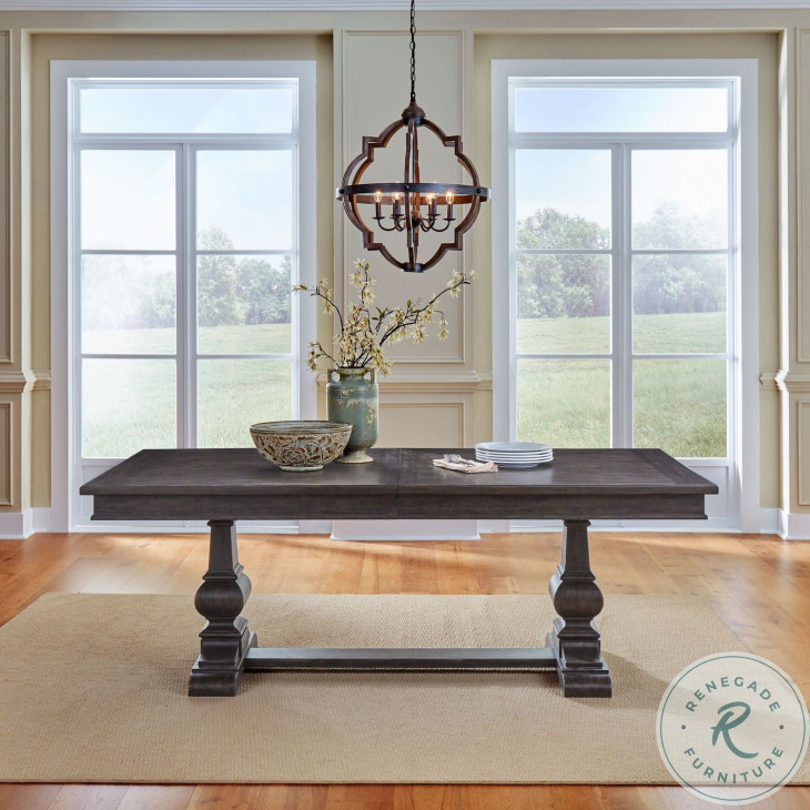 Paradise Valley Saddle Brown Trestle Extendable Dining Table From ...