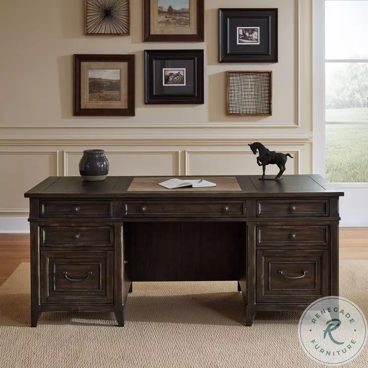 Paradise Valley Saddle Brown Executive Desk From Liberty Furniture ...