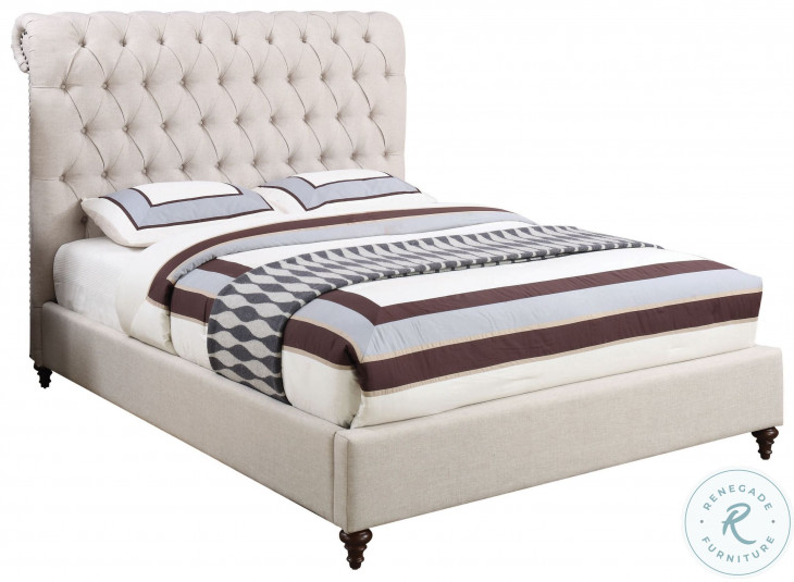 Devon Beige Upholstered King Panel Bed from Coaster | Coleman Furniture