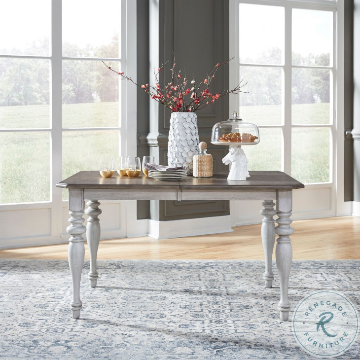 Ocean Isle Antique White Rectangular Extendable Leg Dining Table From ...