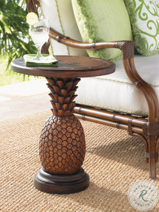 Alfresco Living Brown And Black Outdoor Pineapple Accent Table from Tommy Bahama | Coleman Furniture