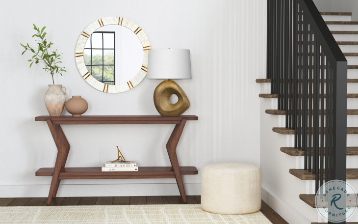Wooden console table with mirror store