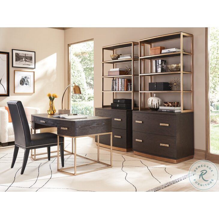 Windsor Park Rich Mocha and Warm Silver Leaf Brookings 3 Drawer Writing ...