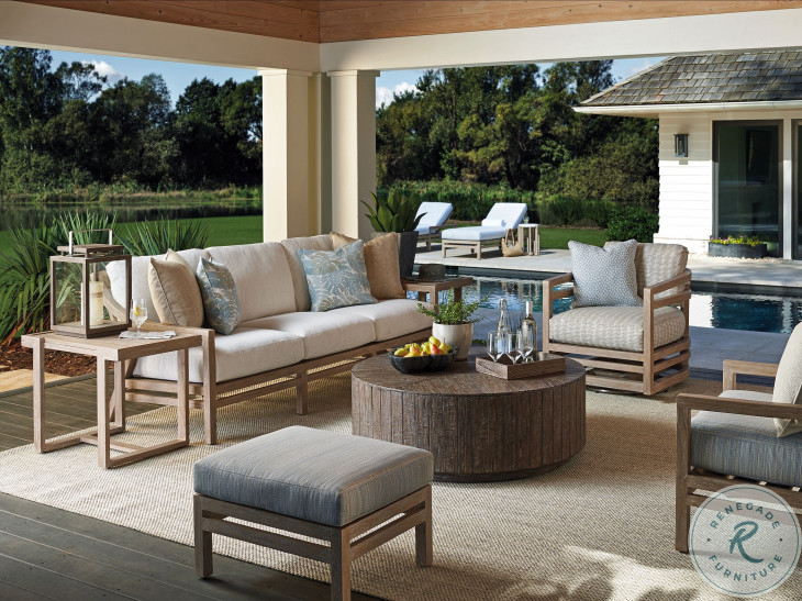 Stillwater Cove Light Taupe Outdoor Round Cocktail Table From Tommy ...