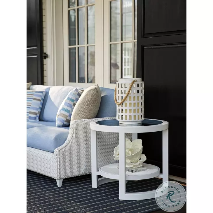 Ocean Breeze Promenade White Outdoor Round End Table From Tommy Bahama ...
