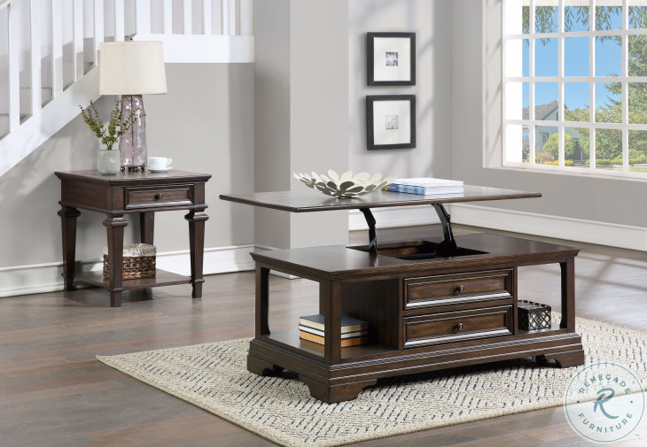 Tobias Espresso Lift Top Rectangular Cocktail Table From Homelegance ...