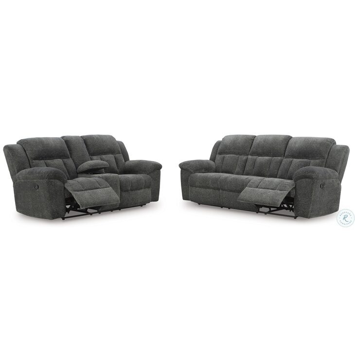 Frohn Graphite Double Reclining Console Loveseat From Ashley Furniture ...