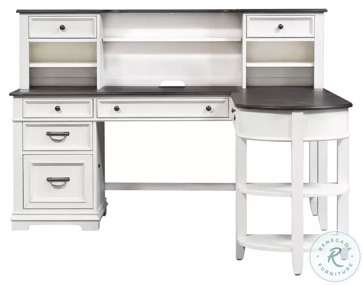 Allyson Park Wirebrushed White L Shaped Desk from Liberty Coleman Furniture