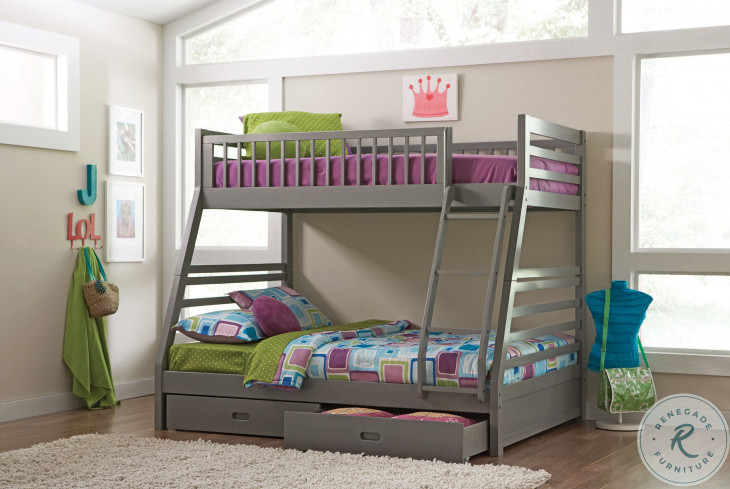 Ashton Grey Twin Over Full Bunk Bed from Coaster (460182) | Coleman ...