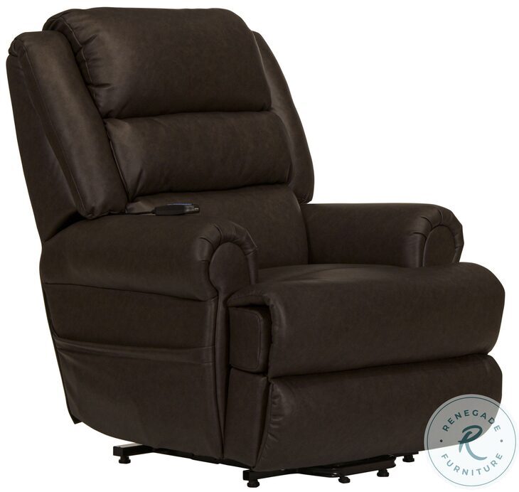Muncy Walnut Chaise Power Lift Recliner with Dual Motor And Zero ...