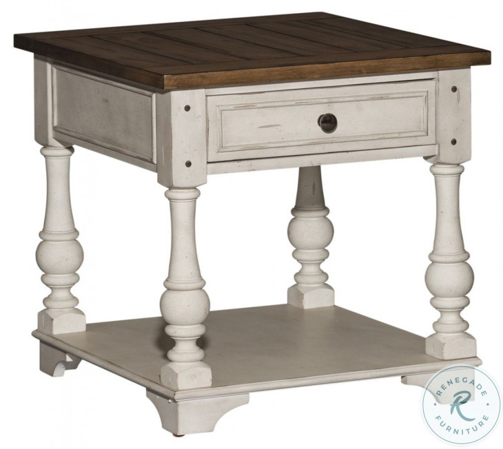 Morgan Creek Antique White Accent End Table | HomeGalleryStores.com ...