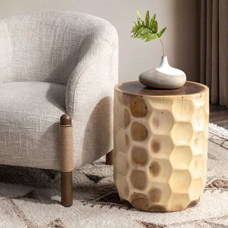 Keila Natural and Beige Round Accent Table From Classic Home | Coleman ...