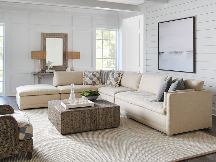 Colony Oatmeal Upholstered Bumper Ottoman from Barclay Butera | Coleman ...