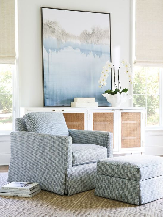 Beach Blue Upholstered Club Chair from Barclay Butera | Coleman Furniture