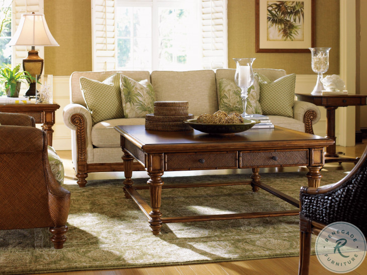Island Estate Plantation Brown Boca Cocktail Table from Tommy Bahama ...