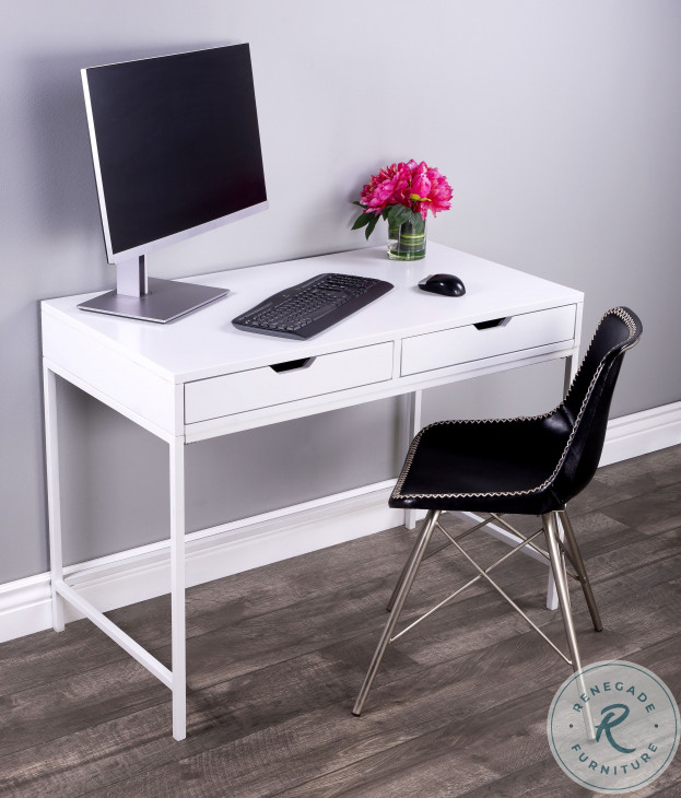 Belka Glossy White Drawer Desk from Butler | Coleman Furniture