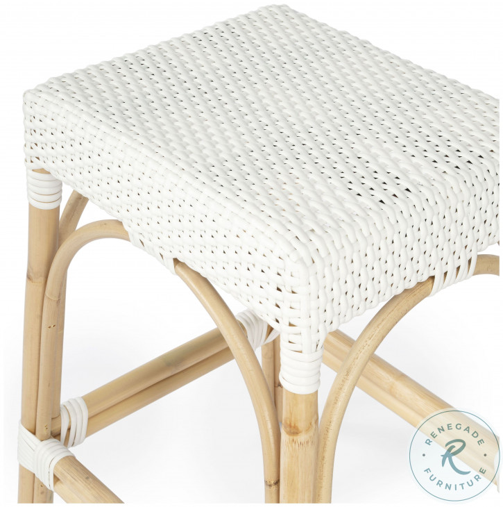 Robias Glossy White Rattan Counter Height Stool From Butler | Coleman ...