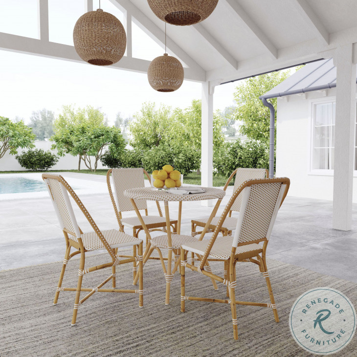 Tobias Beige and White Rattan Round Dining Room Set from Butler ...
