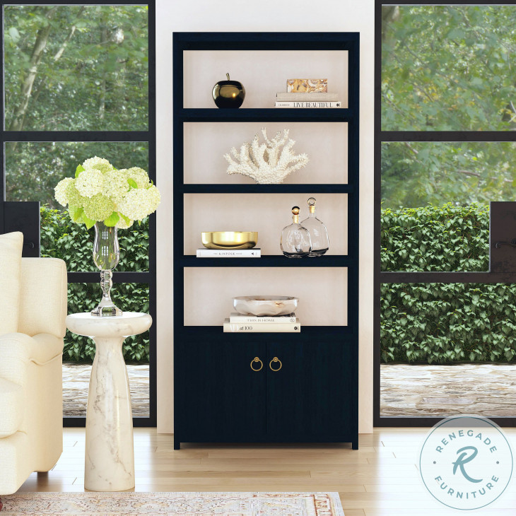 Lark Navy Blue 4 Tier Etagere Bookcase From Butler | Coleman Furniture