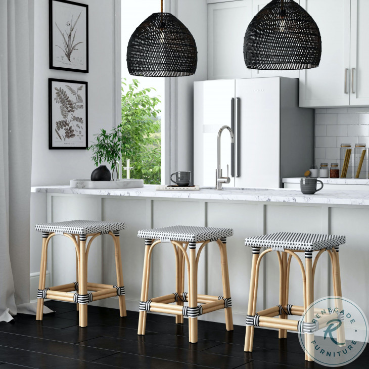 Riviera Black And White Dot Rattan Counter Height Stool From Butler ...
