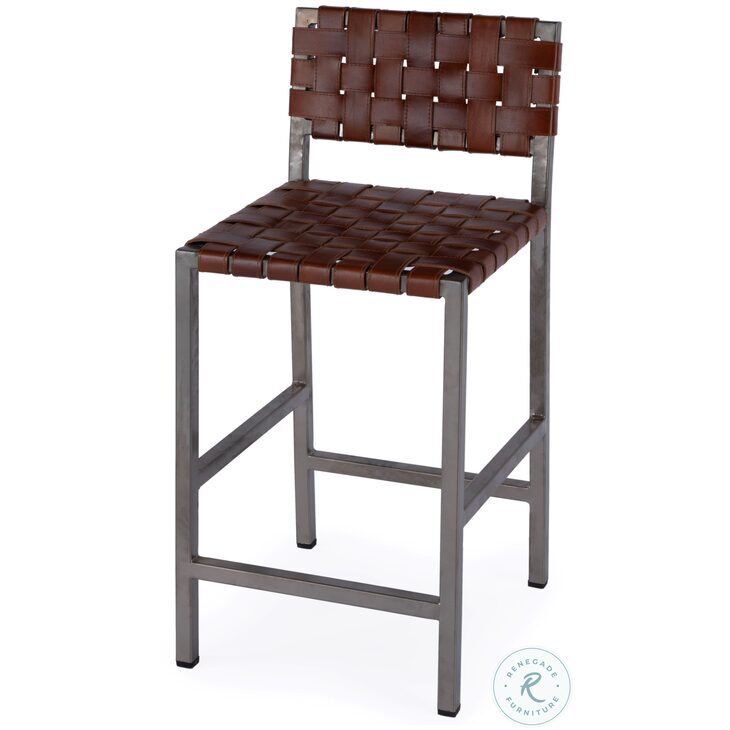 Bromley Brown Leather Counter Height Stool From Butler | Coleman Furniture