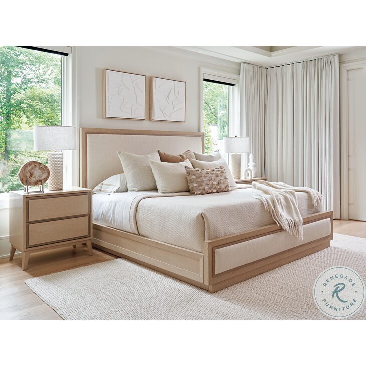 Grayson Sand Drift Upholstered Low Profile Bedroom Set with 2 Drawer ...