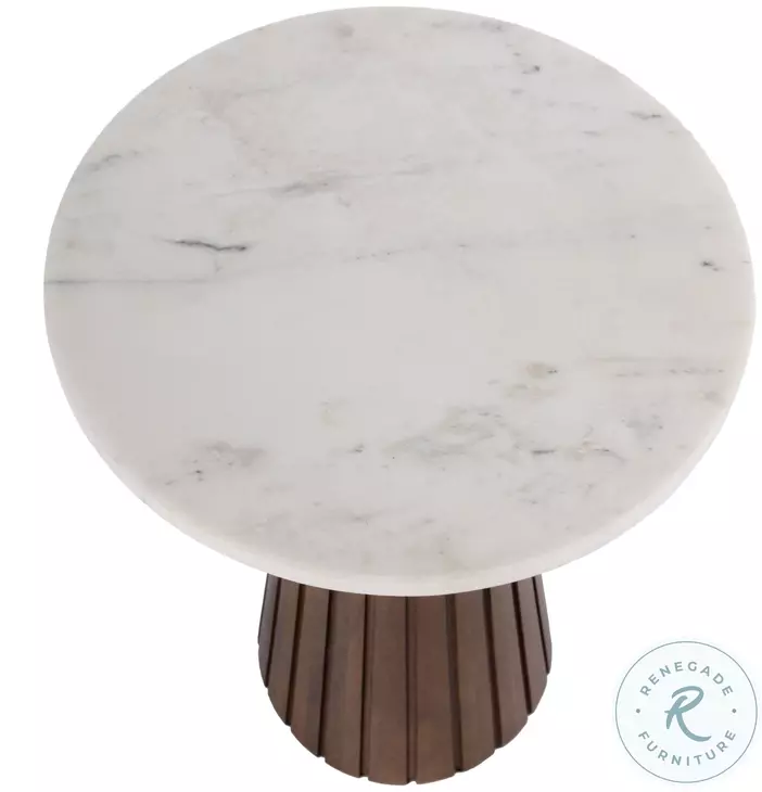 Dara White and Brown Round Side Table From Butler | Coleman Furniture