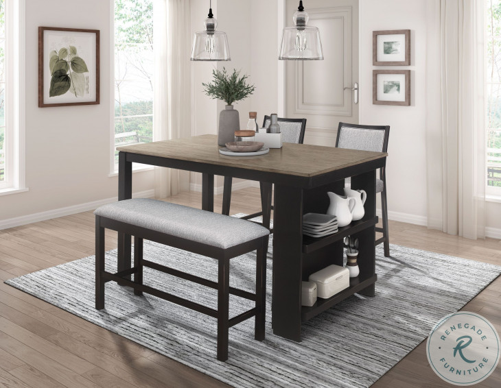 Stratus Gray And Black Counter Height Dining Room Set from Homelegance ...