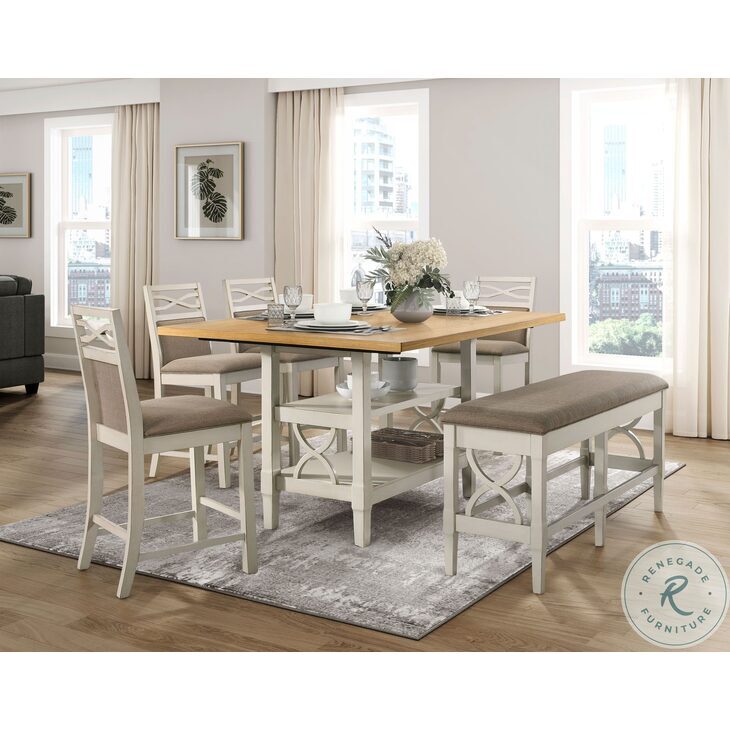 Maribelle Light Oak And Gray Counter Height Dining Table From ...
