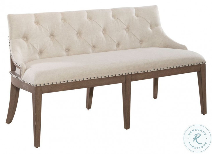 Americana Farmhouse Dusty Taupe Upholstered Shelter Dining Bench From ...