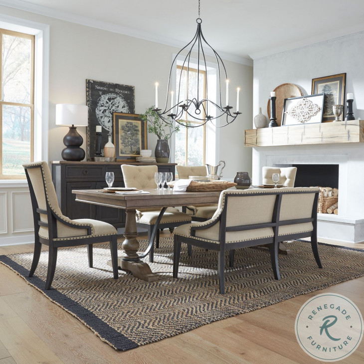 Americana Farmhouse Dusty Taupe Trestle Extendable Dining Table From ...