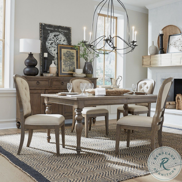 Americana Farmhouse Dusty Taupe Rectangular Leg Extendable Dining Room ...