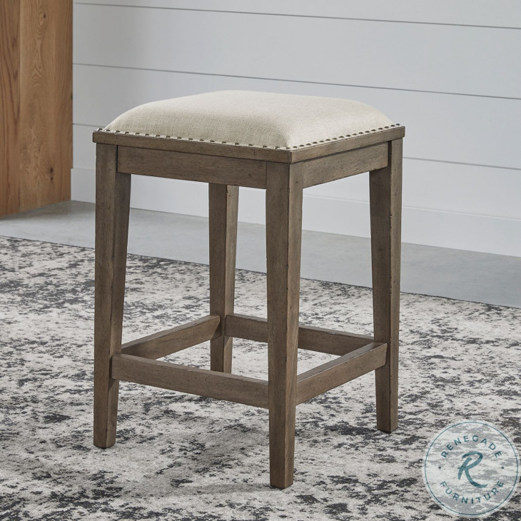 Americana Farmhouse Dusty Taupe Upholstered Console Stool From Liberty ...