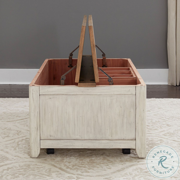 Farmhouse Reimagined Antique White Storage Trunk | HomeGalleryStores ...