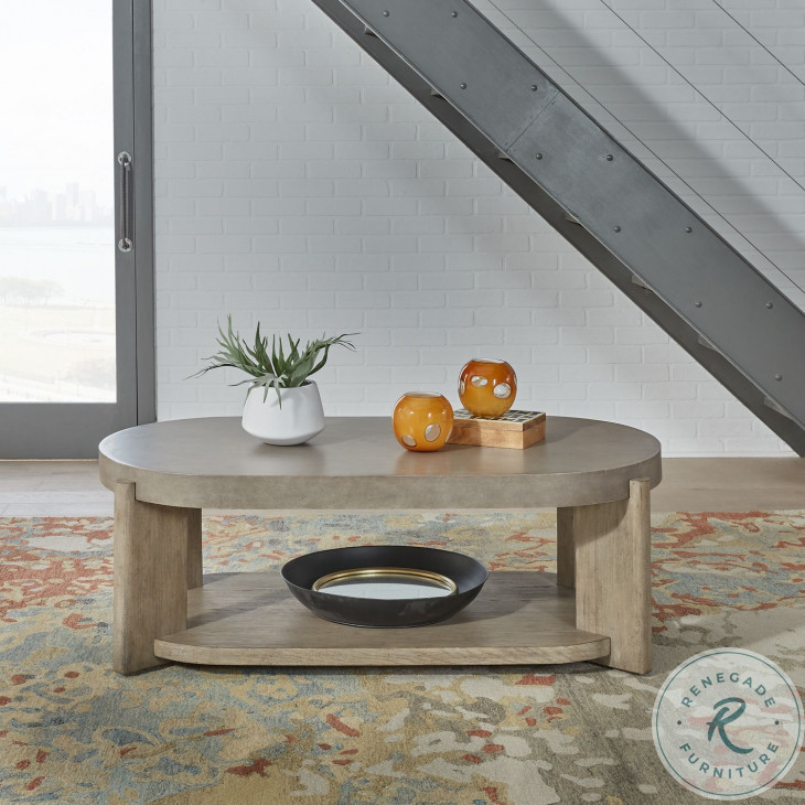 Affinity Dusty Taupe Concrete Top Oval Cocktail Table From Liberty ...