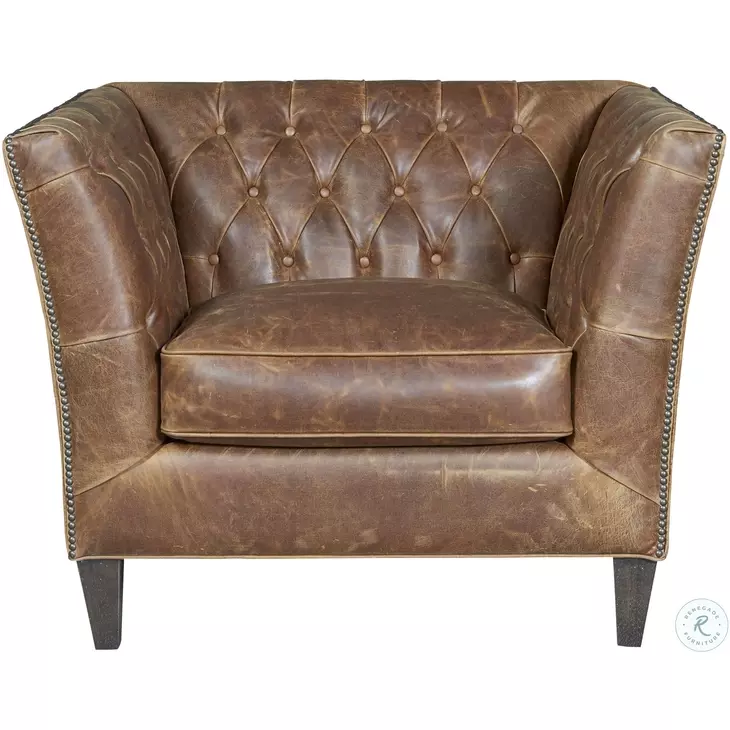 Postscript Duncan Chestnut Leather Chair | HomeGalleryStores.com ...