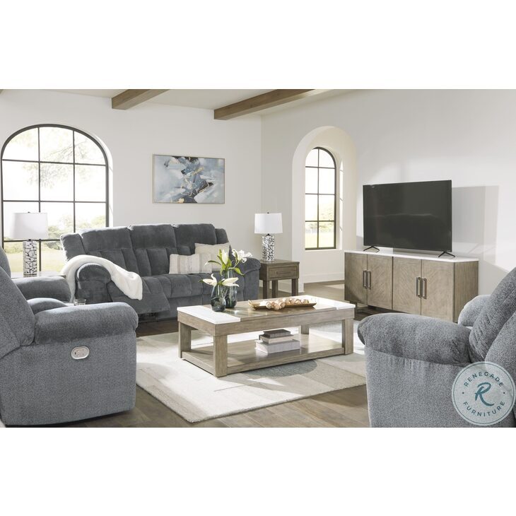 Tip Off Slate Power Recliner with Adjustable Headrest From Ashley ...