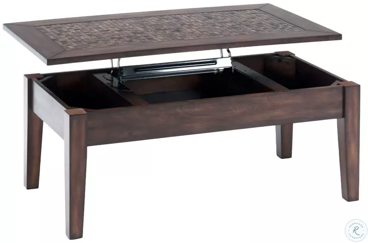 Baroque Brown Mosaic Tile Inlay Lift Top Cocktail Table ...