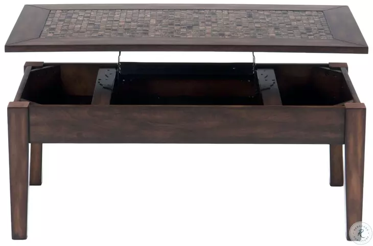Baroque Brown Mosaic Tile Inlay Lift Top Cocktail Table ...