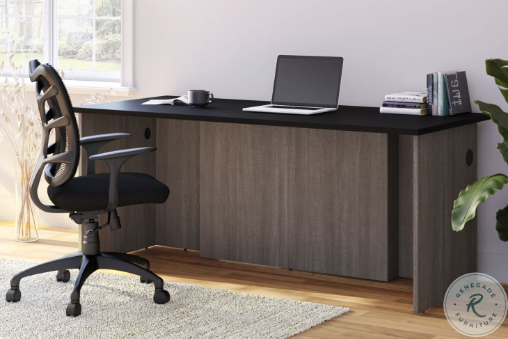 Norma Black And Bark Gray 71" Desk Shell from Bestar | Coleman Furniture