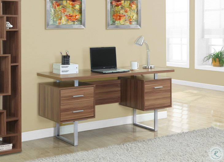 Walnut Hollow-Core/Silver Metal Office Desk from Monarch (7083 ...