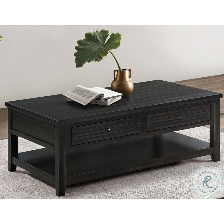 Concord Distressed Java 2 Drawer Rectangular Coffee Table From Coaster ...