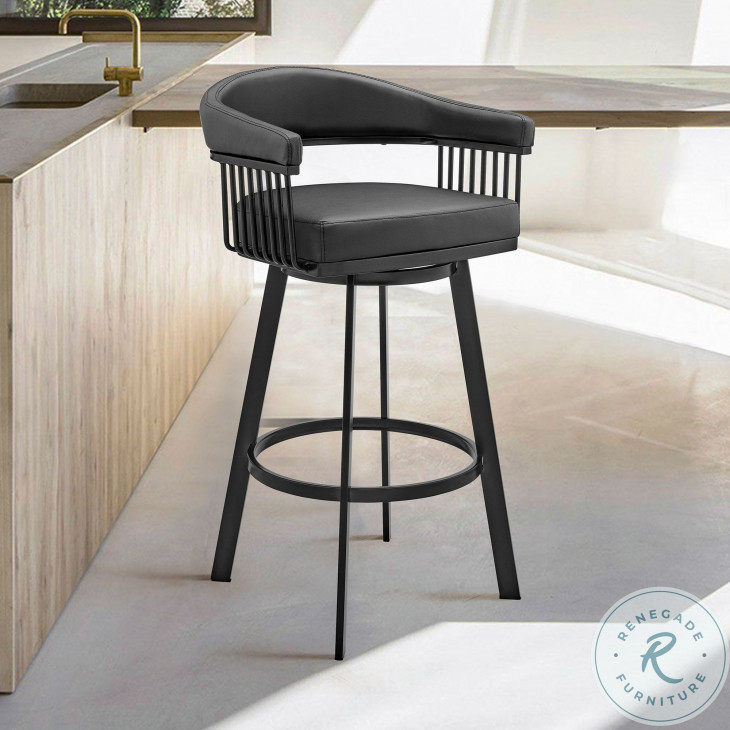 Chelsea Black Swivel 30" Bar Stool From Armen Living | Coleman Furniture