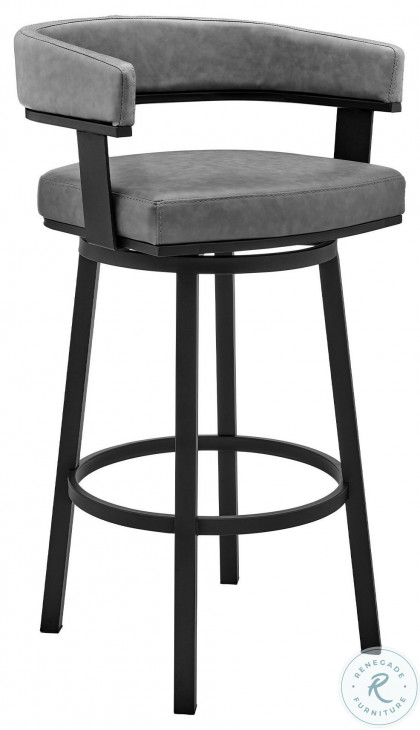 Cohen Gray Faux Leather And Black Swivel 30" Bar Stool From Armen ...