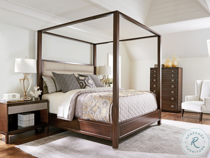 Macarthur Park Brown And Beige Terranea King Upholstered Canopy Bed ...