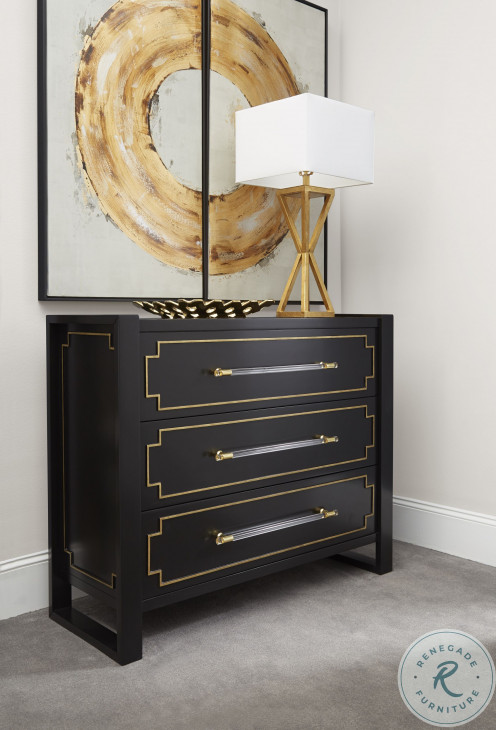 Lowery Black Lacquer and Gold Pinstriping Hall Chest from Bassett ...