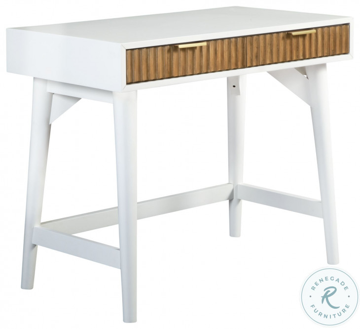 Larsen White and Natural Mini Desk From Alpine | Home Gallery Stores