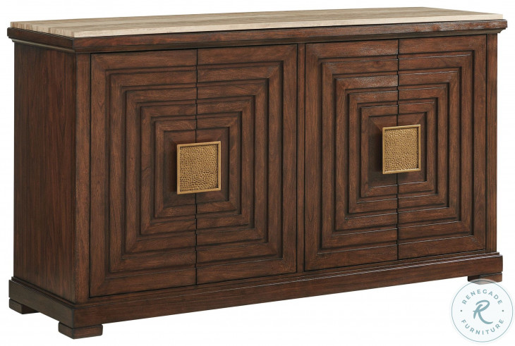 Silverado Honed Travertine And Brown Los Gatos Stone Top Buffet From ...