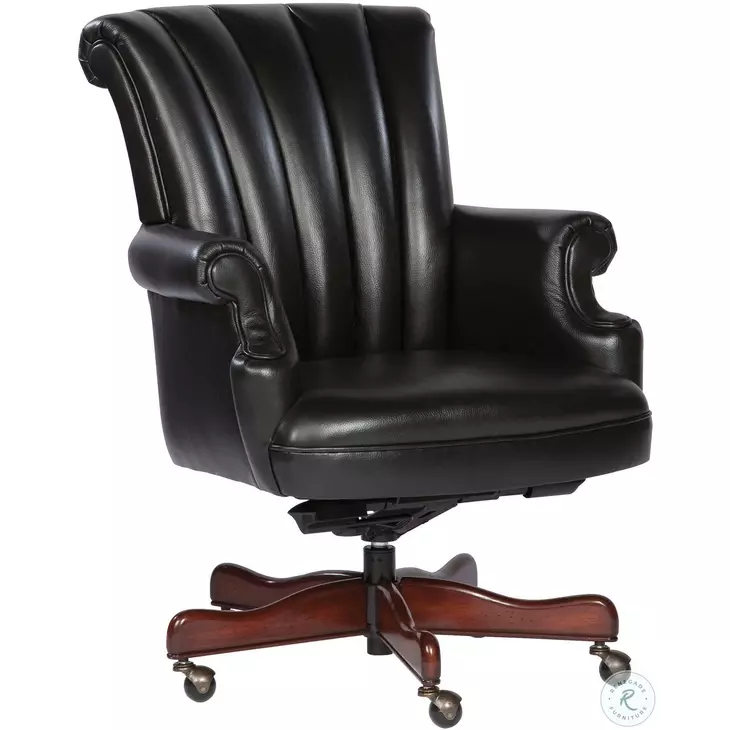 Black Ribbed Back Leather Executive Chair from Hekman Furniture Coleman Furniture
